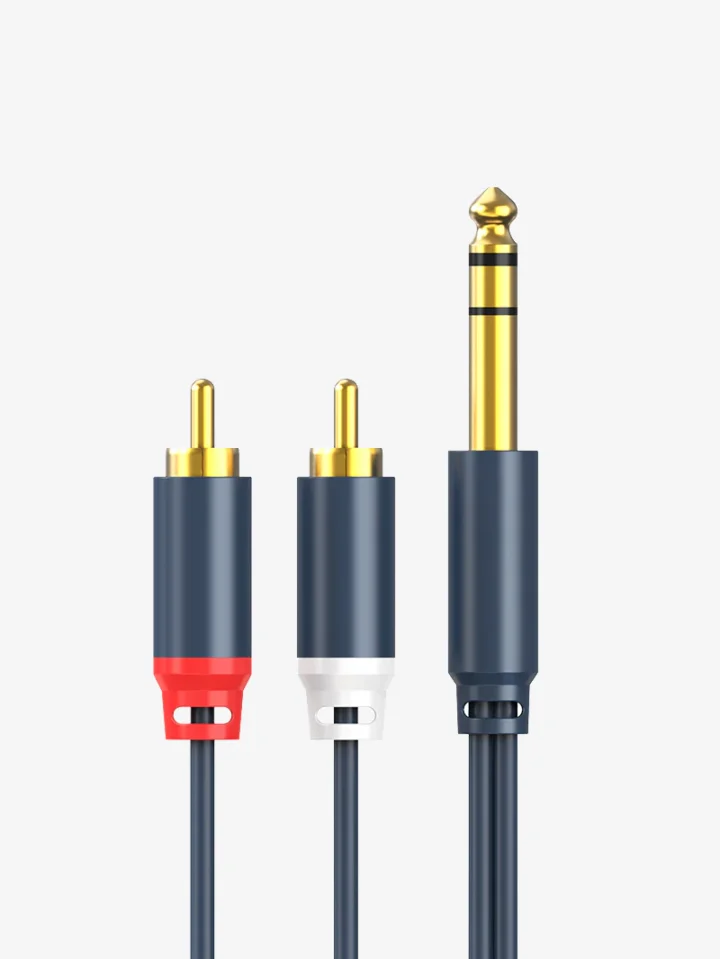 Bulk 1/4 Inch (6.35mm) Stereo Jacket To Dual RCA Audio Y Cable ...